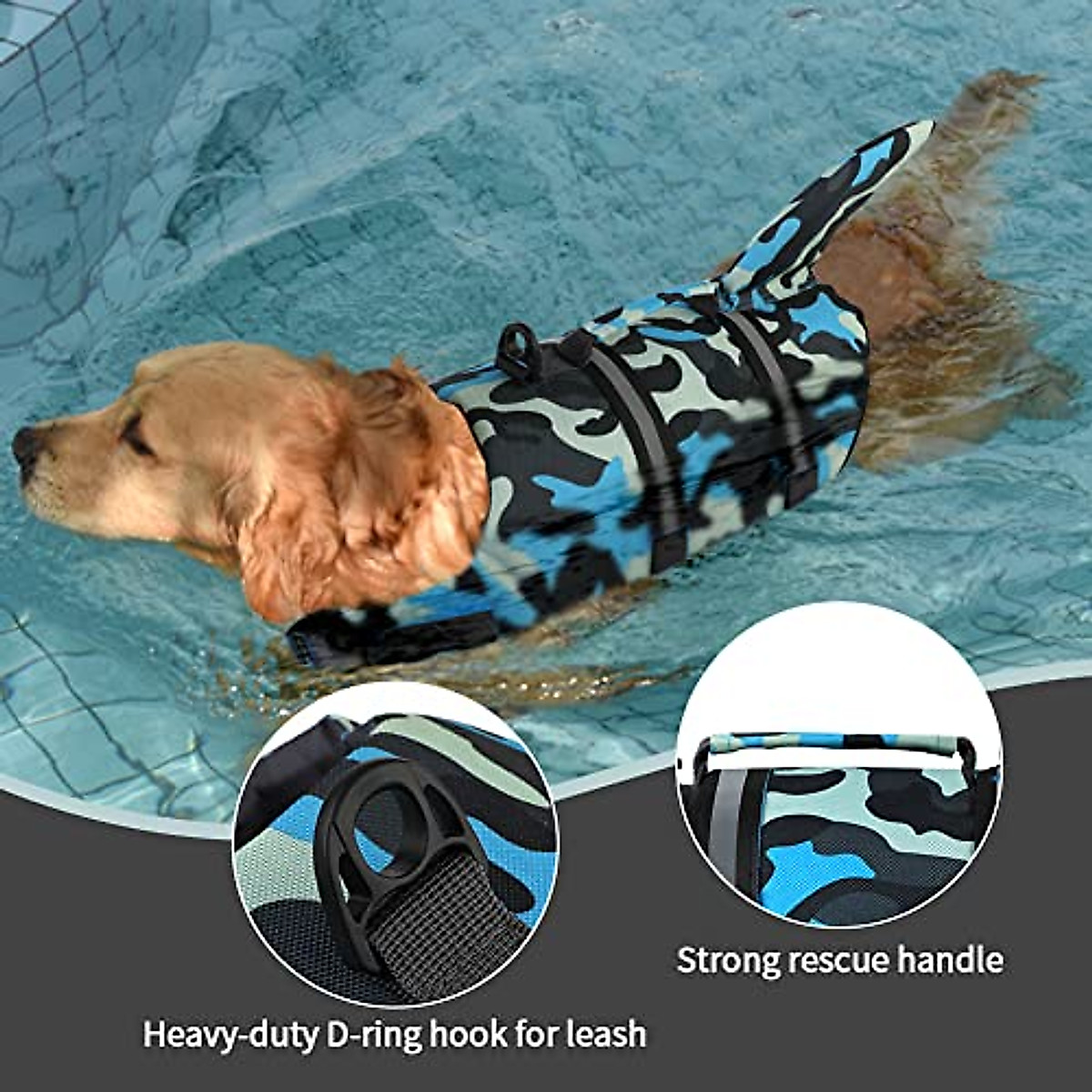 Doglay Dog Life Jacket Shark, Dog Life Vests for Swimming Boating, Adjustable Superior Buoyancy Life Jackets for Dogs with Rescue Handle, Dog Flotation Vest for Puppy Small Medium Large Dogs