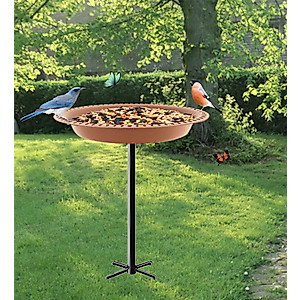 Garbuildman Upgraded 5-Prong Base Bird Bath with Metal Stake, Detachable Decoration Bowl Spa & Freestanding Birdfeeder for Outdoor Garden, Oval Style, Brown