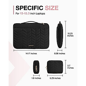 BAGSMART 13-14 inch Laptop Sleeve with Handle, Puffy Padded Laptop Case with Accessories Bag, MacBook Case Sleeve Fitted with MacBook Air Pro 13.3 inch 14 inch, Computer Sleeve Fitted with Dell,HP