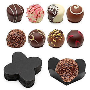 200Pcs Cupcake Liners, Truffle Wrappers Paper Chocolate Cups Candy Cups Baking Liners for Wedding Party Birthday Baby Shower Christmas Valentine Day (Black)