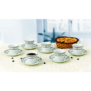Lorren Home Trends Juliette-6 Cups and Saucers, One Size, Silver