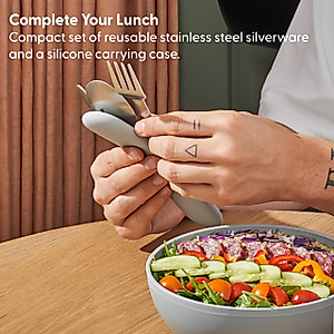 W&P Porter Plastic Bowl Lunch Container w/ Protective Non-slip Exterior, Cream 1 Liter | Lid & Snap-tight Silicone Strap | Food Storage, Bento Box, Meal Prep | BPA-Free Plastic