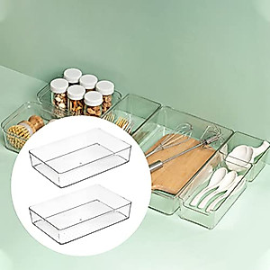 2pcs Clear Drawer Organizer, Stackable Dresser Drawer Organizers Desk Drawer Organizer for Office Desk Kitchen Makeup Bathroom Drawer Storage