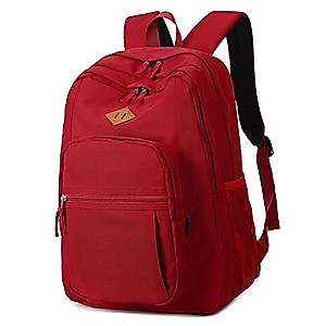 abshoo Girls Solid Color Backpack For College Women Water Resistant School Bag (Red)