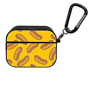 Shockproof Portable Protective Hard Printing Pattern Cover Case with Carabiner Compatible with AirPods Pro 2019 / Hotdog Pattern