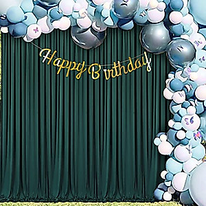 10x10 Hunter Green Backdrop Curtain for Parties Wrinkle Free Dark Green Photo Curtains Backdrop Drapes Fabric Decoration for Baby Shower Birthday Party Photography 5ft x 10ft,2 Panels