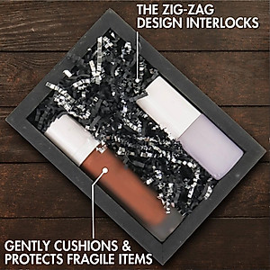 MagicWater Supply Crinkle Cut Paper Shred Filler (4 oz) for Gift Wrapping & Basket Filling - Black & Silver