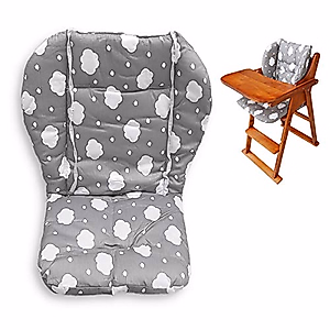 Twoworld High Chair Cushion, Large Thickening Baby High Chair Seat Cushion Liner Mat Pad Cover Breathable (Gray Clouds)