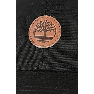 Timberland Men's Baseball Cap with Leather Patch Logo, Black