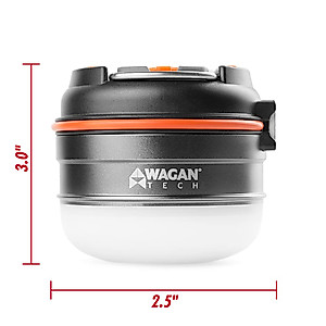 Wagan EL4305 LED Camping Lantern Dimmable Spotlight USB Rechargeable 260LM Magnetic Base Hanging Hook for Emergency Outdoor Hiking Home and Car