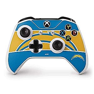 Skinit Decal Gaming Skin Compatible with Xbox One S Controller - Officially Licensed NFL Los Angeles Chargers Zone Block Design