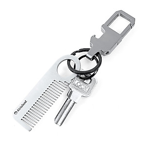 Airisland Stainless Steel Keychain Comb Small Pocket Comb Mini Anti-static Beard Mustache Comb 3.15 inches
