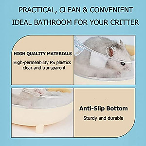 HAICHEN TEC Hamster Bathroom - Large Transparent Hamster Sand Bath Container with Scoop Kit Sandbox Toilet for Dwarf Hamster, Syrian Hamster Small Animal Cage Accessories (Yellow)