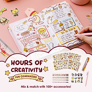 Unicorn Journal Stationary Set, Unicorns Gifts For Girls Age 5 6 7 8 9 10 12 Year Old, Big Cute Stationery Writing Pink Sticker Art, Kid Diary Notebook Pen Set, DIY Journaling Kit, Kawaii Toys