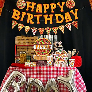 Roaring Good Time 12 PCS Pizza Party Favor Boxes Pizza Goodie Gift Treat Bags Pizza Themed Birthday Party Supplies Pizza Party Decoration Pizza Party Favor Bags