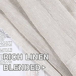 H.VERSAILTEX Home Decorative Privacy Window Treatment Linen Curtains/Natural Linen Blended Sheer Curtains/Panels/Drapes, Nickel Grommets, Natural Color, 96 Inches Long Living Room Curtains