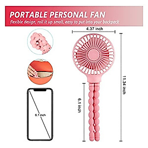 YKLWORLD Mini Stroller Fan, Handheld Portable Fan with Flexible Tripod, USB or Battery Powered Personal Desk Fan 3 Speeds Baby Fan with LED Light & Aromatherapy for Car Seat Crib Bike Treadmill - Pink