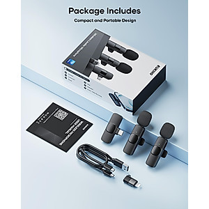 KUKIHO 2 Pack Wireless Lavalier Microphone for iPhone iPad and Android Phone, Lapel Mic Plug and Play Wireless Mic Noise Reduction Microphone for Video Recording Interview Podcast Vlog YouTube Tiktok