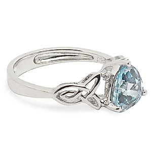 De Buman Sky Blue Topaz & Cubic Zirconia Solid 18k Yellow Gold & 925 Silver Ring, Size 7