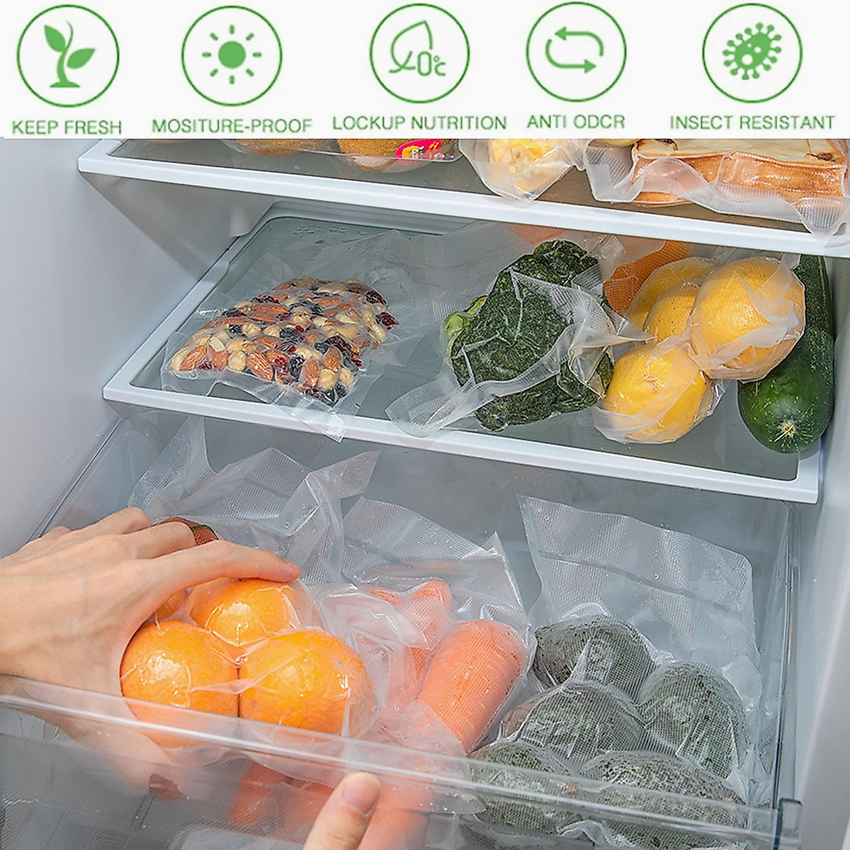 Vacuum Sealer Bags for Food Saver, 100 Quart 4" x 6" Commercial Grade PreCut Bag, Food Vac Bags for Storage, Meal Prep or Sous Vide