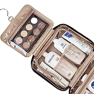 NISHEL Travel Toiletry Bag for Women Large Capacity, Travel Essentials Organizer, Hanging Makeup Case for Accessories, Cosmetics, Toiletries, Black