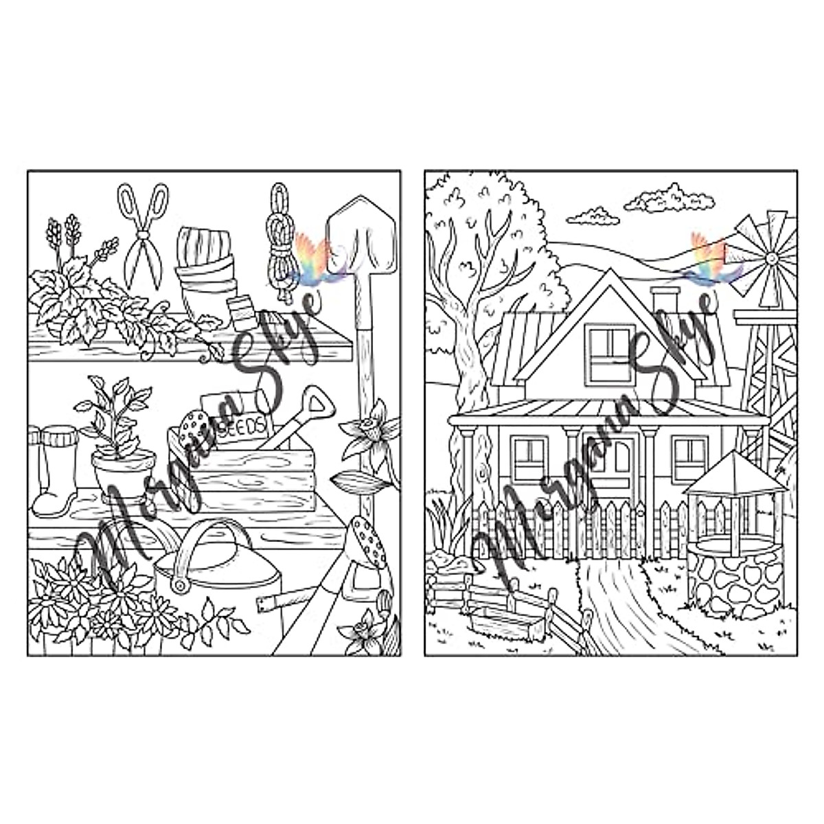 Farmhouse Coloring Book: Easy Countryside Designs with Cute Farm Animals, Beautiful Flowers and Relaxing Landscapes for Stress Relief and Relaxation