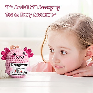 WEYON Daughter Gifts from Mom Dad, Mini Crochet Axolotl for Year Old Little Girl Kid from Mother Father, Best for Birthday, Christmas Stocking Stuffers, Easter & Valentines, Teen Girls Teenage Gifts