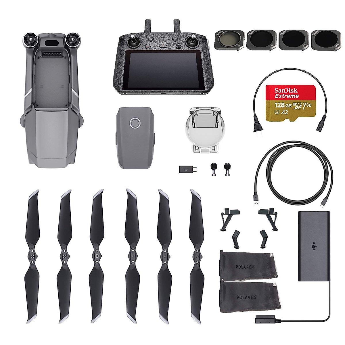 DJI Mavic 2 Pro Drone Quadcopter with Smart Controller, Must Have Bundle, 128GB SD Card, Polares 4 filter set (CPL, ND8, ND16, ND32), and More