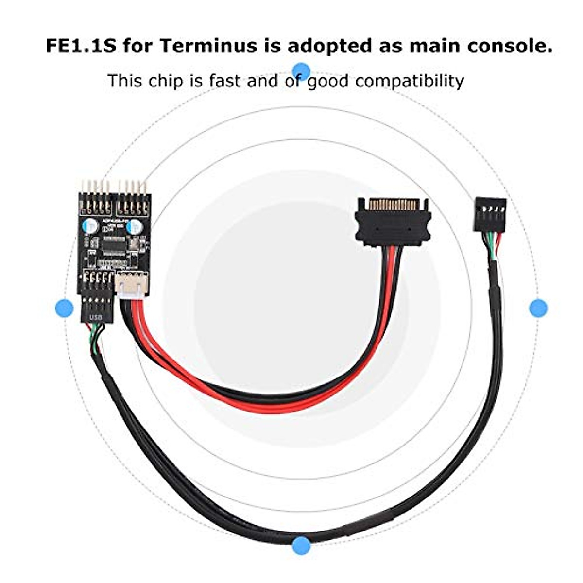 USB 2.0 9pin USB hub 2 Port with SATA Power Cable Extension hub USB 2.0 hub for Computer for Desktop for PC