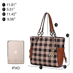 MKF 2-PC Set Tote Satchel Bag for Women & Wristlet Wallet Purse: PU Leather Handbag Pocketbook, Shoulder Strap Black