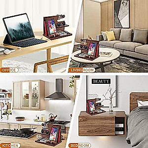 M-Birfimin Gifts for Men, Wood Phone Docking Station Nightstand Organizer for Multiple Devices,Dad Gifts from Daughter Son,Suitable for Men Husband Birthday Anniversary Father's Day Gadgets