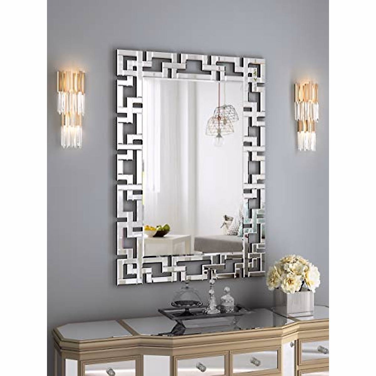 Art Decorative Wall Mirrors Large Grecian Venetian Mirror for Hotel Home Vanity Sliver Mirror (27.5" W x39.5 H)