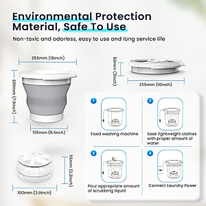 Portable Washing Machine, Compct Mini Washer for Camping with 5L Foldable Laundry Tub, Ultrasonic Turbine Washer for RV Travel Camping Apartment Baby Clothes Underwear Socks Towels