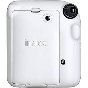 Fujifilm Instax Mini 12 Instant Camera, Clay White Camera with 40 Photo Sheets, Cleaning Cloth, and App, Portable, Easy to Use, Automatic Settings, Front Mirror for Selfies, 2 AA Batteries