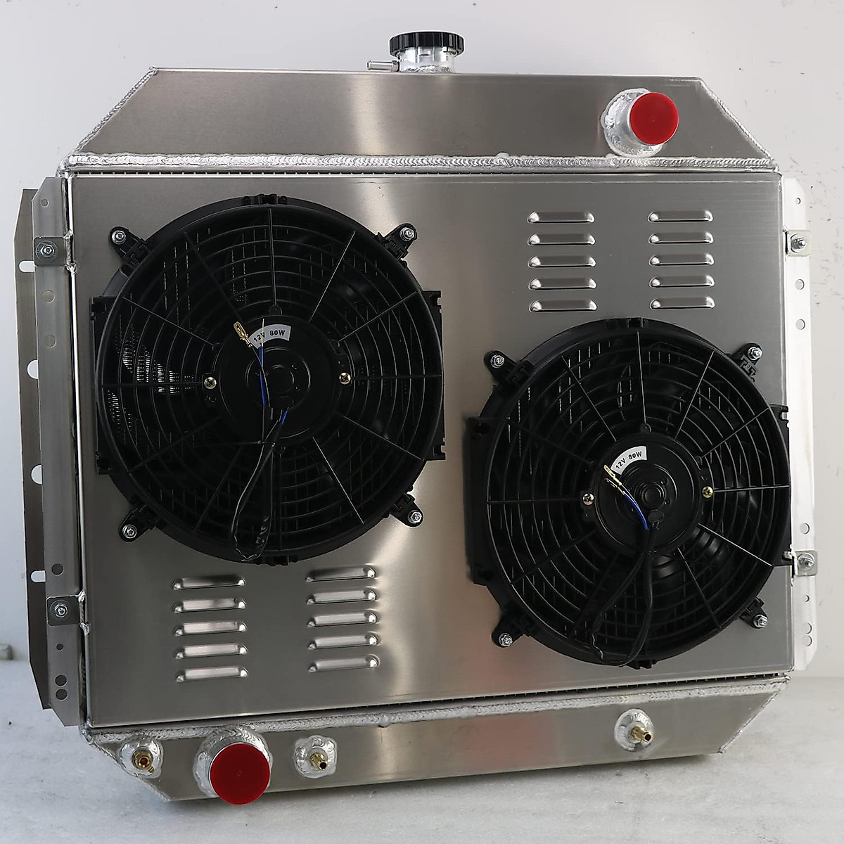 RadRace CC433 Aluminum Radiator For 1966-1979 Ford F100 F150 F250 F350 Bronco Truck V8 AT MT Radiador 3 Row Core Radiators Shroud Fan Relay