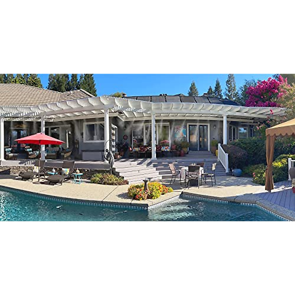 Smart Mist USA App Controlled High Pressure Misting System Kit 1000 PSI 60' Stainless Steel Tubing 30 Nozzles Patio Misting System Kit .4 gpm (.006" Nozzle for Most hot climates)