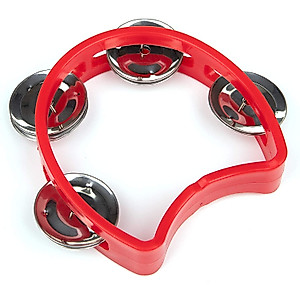 Foraineam 8 Pack Plastic Tambourines Handheld Tambourine Bells Musical Hand Percussion Jingles Music Instrument