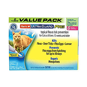 Hartz UltraGuard Pro Topical Flea & Tick Prevention for Cats & Kittens, Over 5 lbs 6 Monthly Treatments