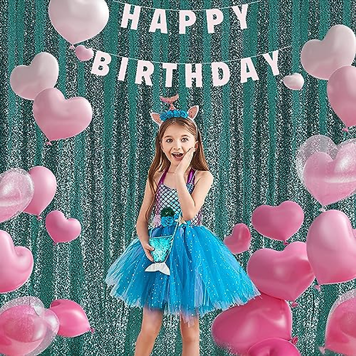 2×8FT-2PCS Hunter Green Sequin Backdrop Curtains Panels, Christmas Green Photography Backdrop Glitter Curtains Fabric Background for Christmas Wedding Party Decor