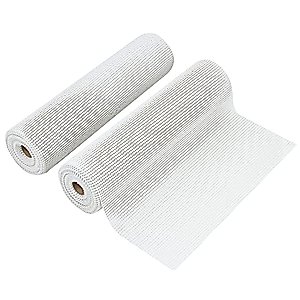 BAKHUK Grip Shelf Liner, 2 Rolls of Non-Adhesive 17 Inch x 25 Feet Cabinet Liner Durable Organization Liners for Kitchen Cabinets Drawers Cupboards Bathroom Storage Shelves (White)
