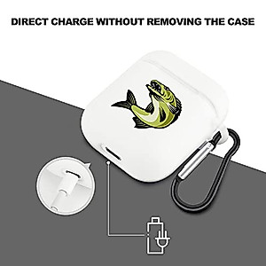 Bass Fishing Printed Bluetooth Earbuds Case Cover Compatible with AirPods 1 & 2 Protective Box with Keychain Cute