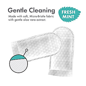 Petkin Fingertip Tooth Wipes for Dogs and Cats, 50 Finger Wipes - Slip-On, Snug Fit, Micro-Bristle Fabric - Cleans Teeth, Gums, Plaque & Tartar - Convenient, Ideal for Home and Travel - Fresh Mint