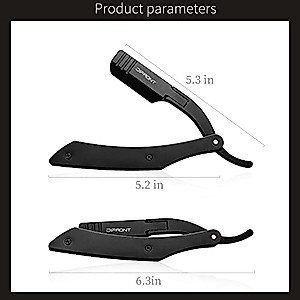 Professional Straight Edge Razor with 20 Stainless steel Blades Barber Straight Razor Close Shaving Men's Manual Shaver Aluminum handle Straight Razor Blades portable Straight Razor Kit(TKL-B)