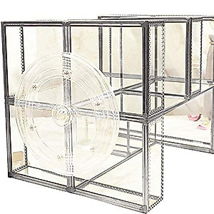 360 Degree Rotation Makeup Organizer Antique Countertop Cosmetic Storage Box Mirror Glass Beauty Display, Gold Spin Large Capacity Holder for Brushes Lipsticks Skincare Toner (silver)