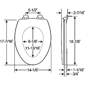 Mayfair 1830NISL 000 Will Slow Close and Never Come Loose Toilet Seat, 1 Pack - ELONGATED, White - Brushed Nickel Hinges