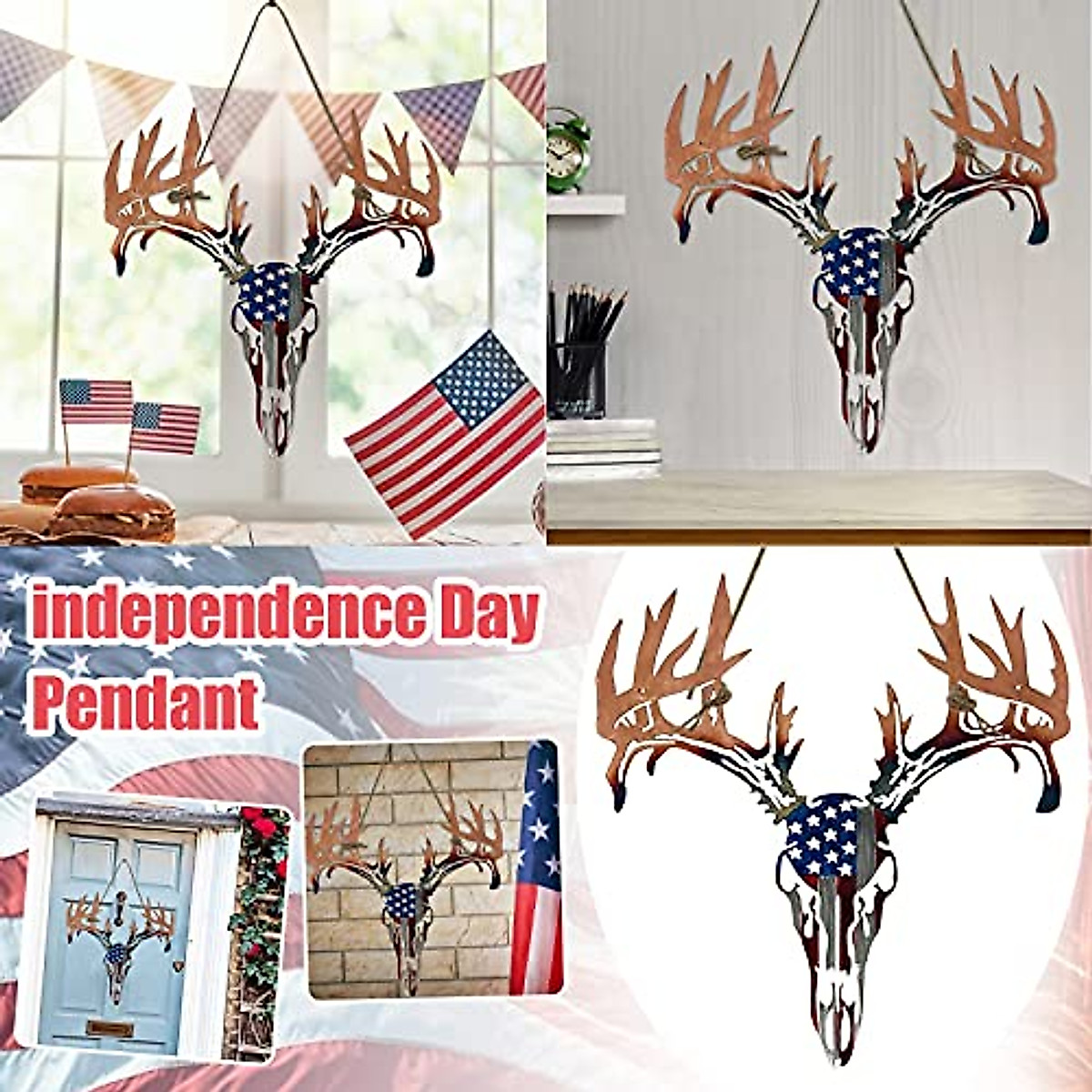 Patriotic Day Flag Style Metal Mountain in Deer Independence Art European American Home Decor Wedding Bling Decorations Independence Day 4th of July American Flag Decor USA Holiday Decoration