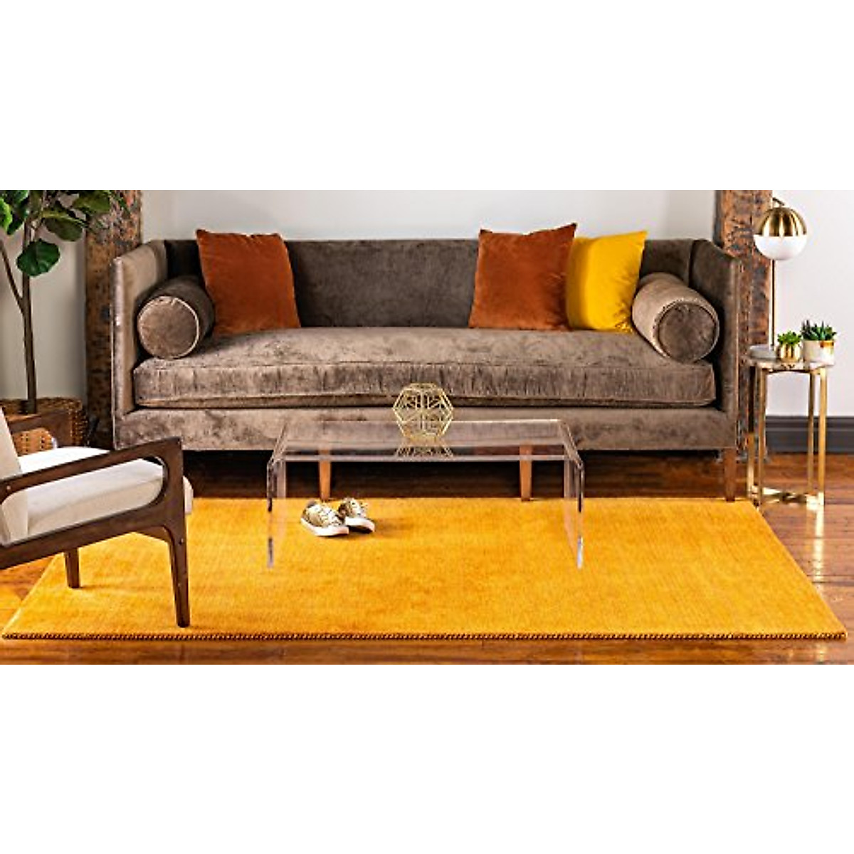 Unique Loom Solid Gava Collection 100% Natural Twisted Wool Modern Terracotta Area Rug (8' x 12')