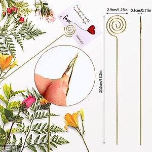 CCINEE 30Pcs Metal Wire Floral Place Card Holder Pick 13In Golden Floral Picks Photo Memo Car Holder for Wedding Birthday Party Supply（Round Shaped）