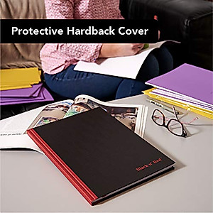 Black n' Red Notebook, Durable Hardcover, Premium Optik Paper, Scribzee App Compatible, Environmentally Friendly, Secure Casebound Binding, 11-3/4" x 8-1/4", 96 Double-Sided Ruled, 1 Count (D66174)