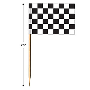 Beistle 50 Piece Checkered Racing Flag Party Food Picks For Race Car Party Sports Event